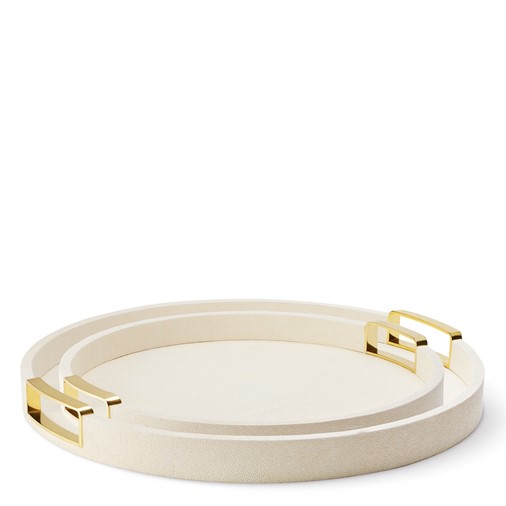 Carina Shagreen Small Round Tray (Cream) | Cavit & Co